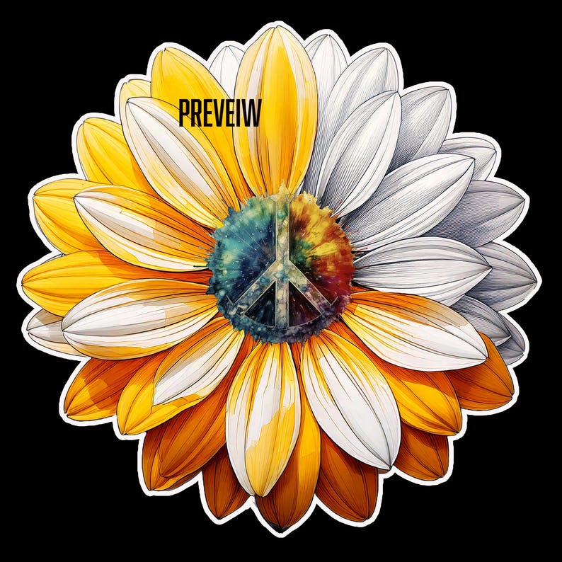 Peace and Daisy Clip Art Printable Digital Downloadable - Etsy