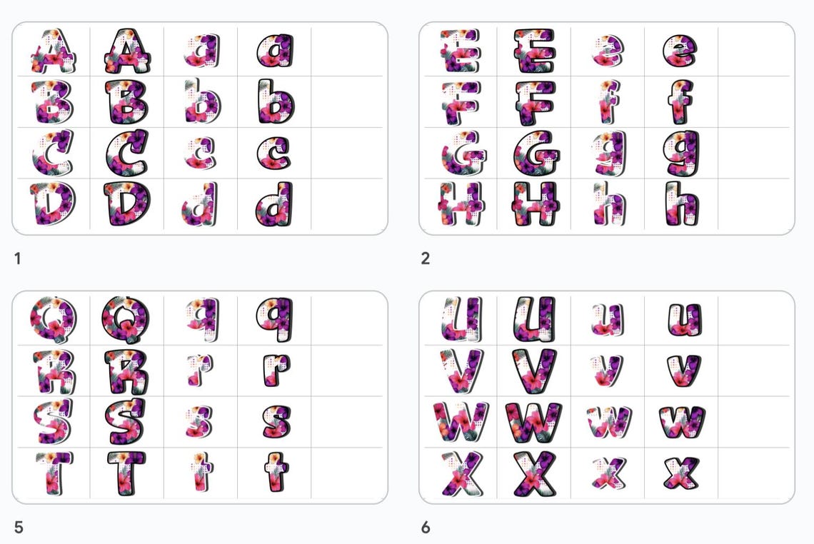 Hawaiian Style Letters, Numbers, and Symbols PNG Digital Download ...