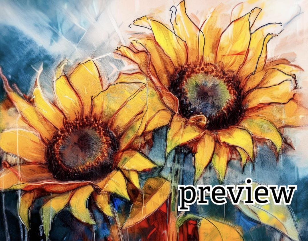 Abstract Sunflowers Digital Art - 360dpi - 3 Designs - Download - Wall ...