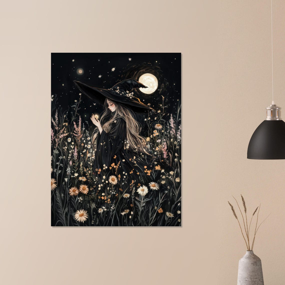 Gothic Witchy Wildflower Poster - Dark Floral Meadow Art Print ...