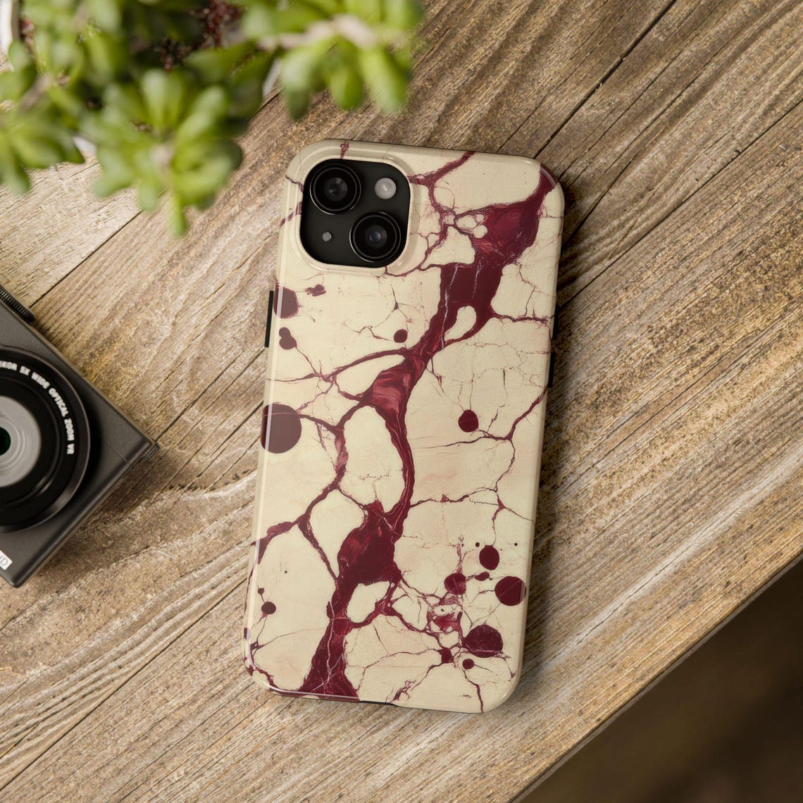 Gothic Vampire Blood Drops Tough Phone Case, Marbling Style iPhone 16 ...
