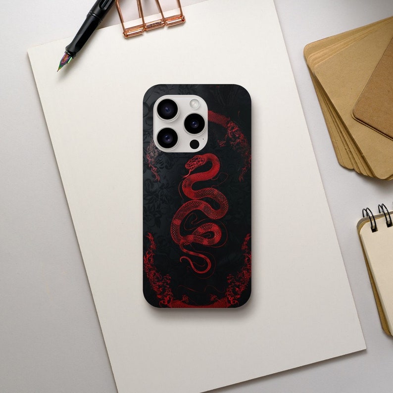 Snake iPhone Case, Red and Black iPhone Case, Snake Phone Case, Snake ...