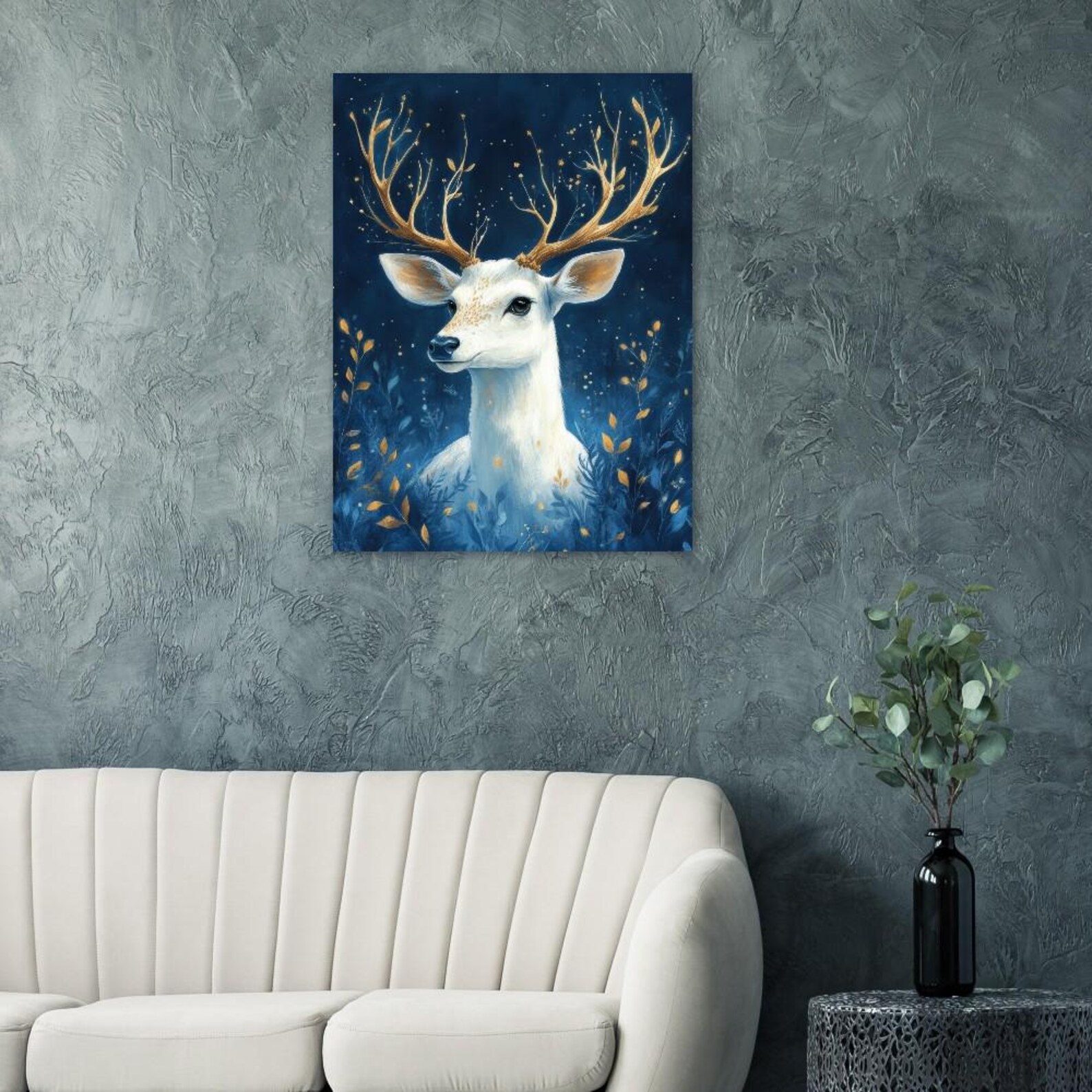 Magical Mystical White Stag Poster - Winter Wonderland Art Print ...