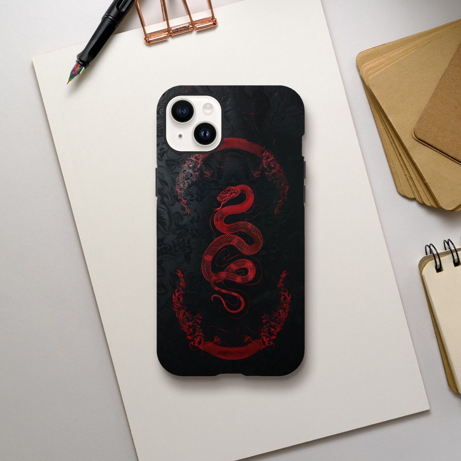 Snake iPhone Case, Red and Black iPhone Case, Snake Phone Case, Snake ...