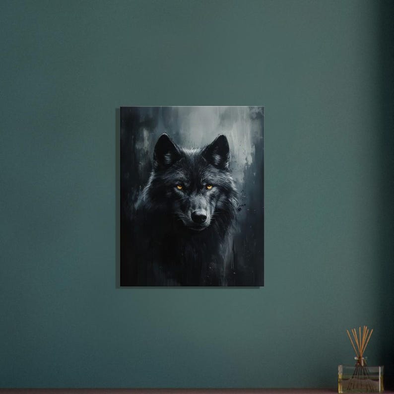 Dark Gothic Black Grey Wolf Canvas Print - Mystical Spirit Animal Wall ...