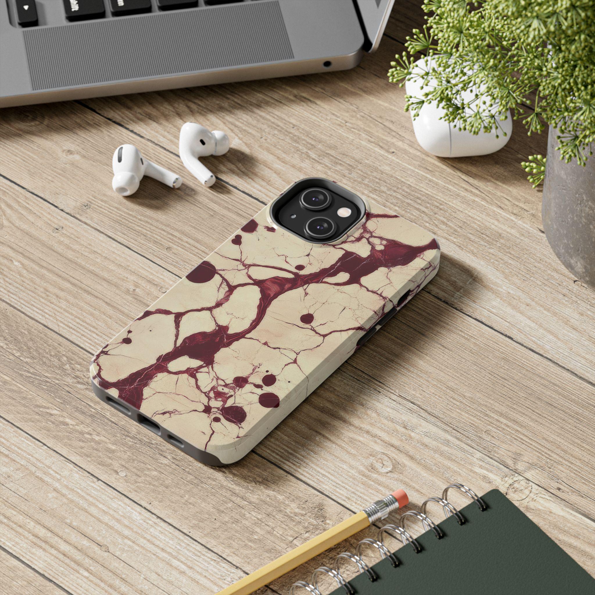 Gothic Vampire Blood Drops Tough Phone Case, Marbling Style iPhone 16 ...