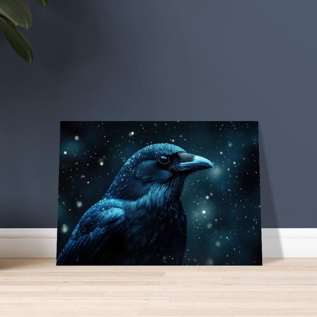 Magical Mystical Crow, Sparkle Shimmer Snowflakes, Blue Realism, Gift ...