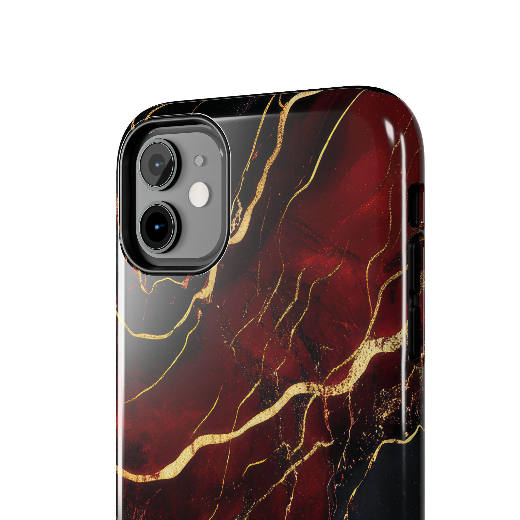 Stylish Red Black Gold Marble Gothic Phone Cases, Dark Modern Aesthetic ...