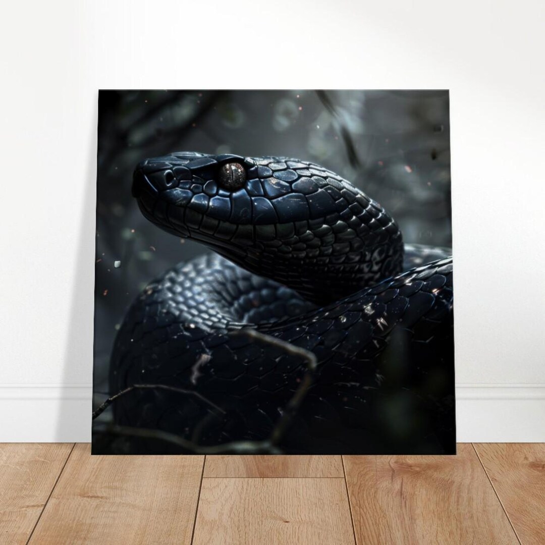 Black Serpent, Snake Art Print, Reptile Lover, Reptile Room Decor ...