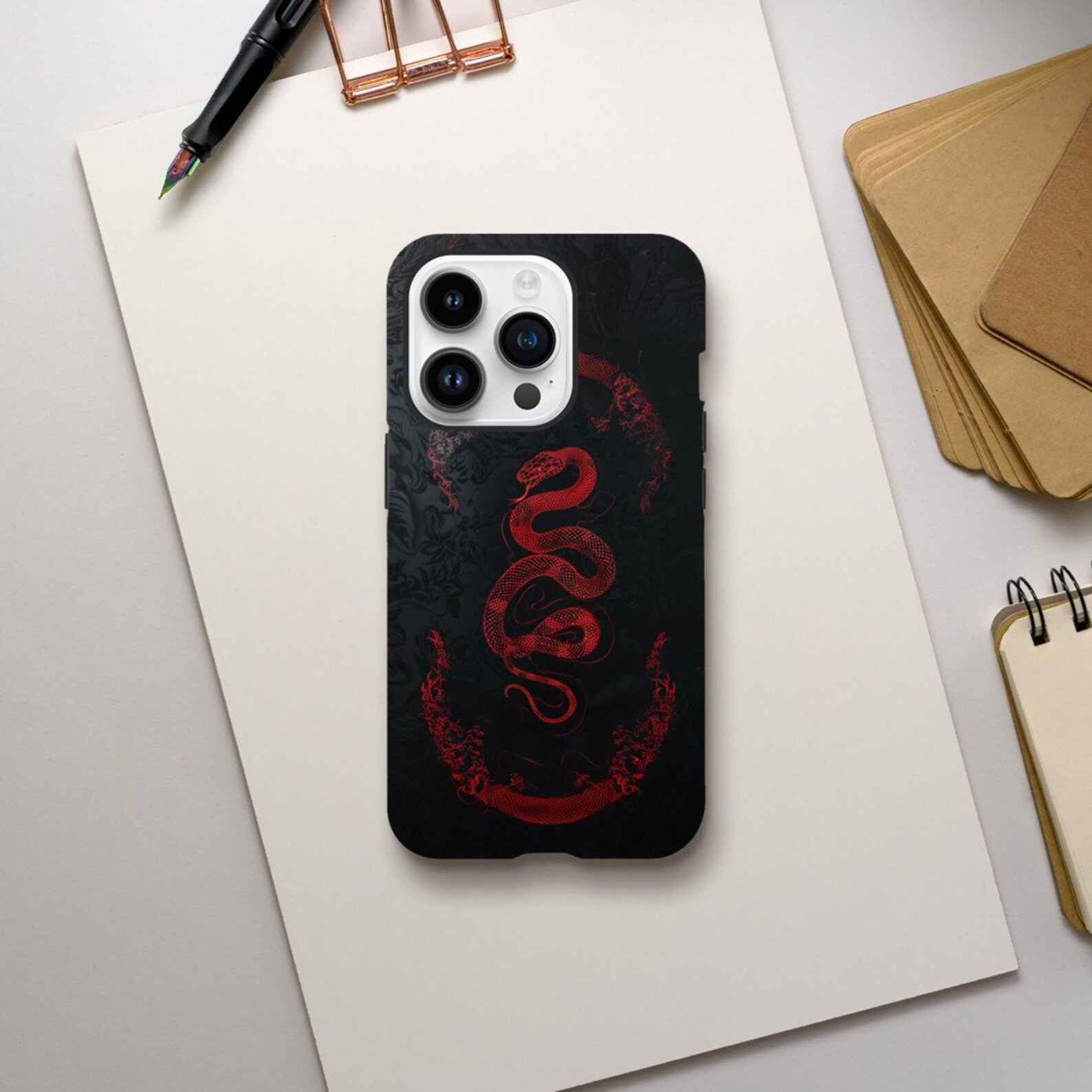 Snake iPhone Case, Red and Black iPhone Case, Snake Phone Case, Snake ...