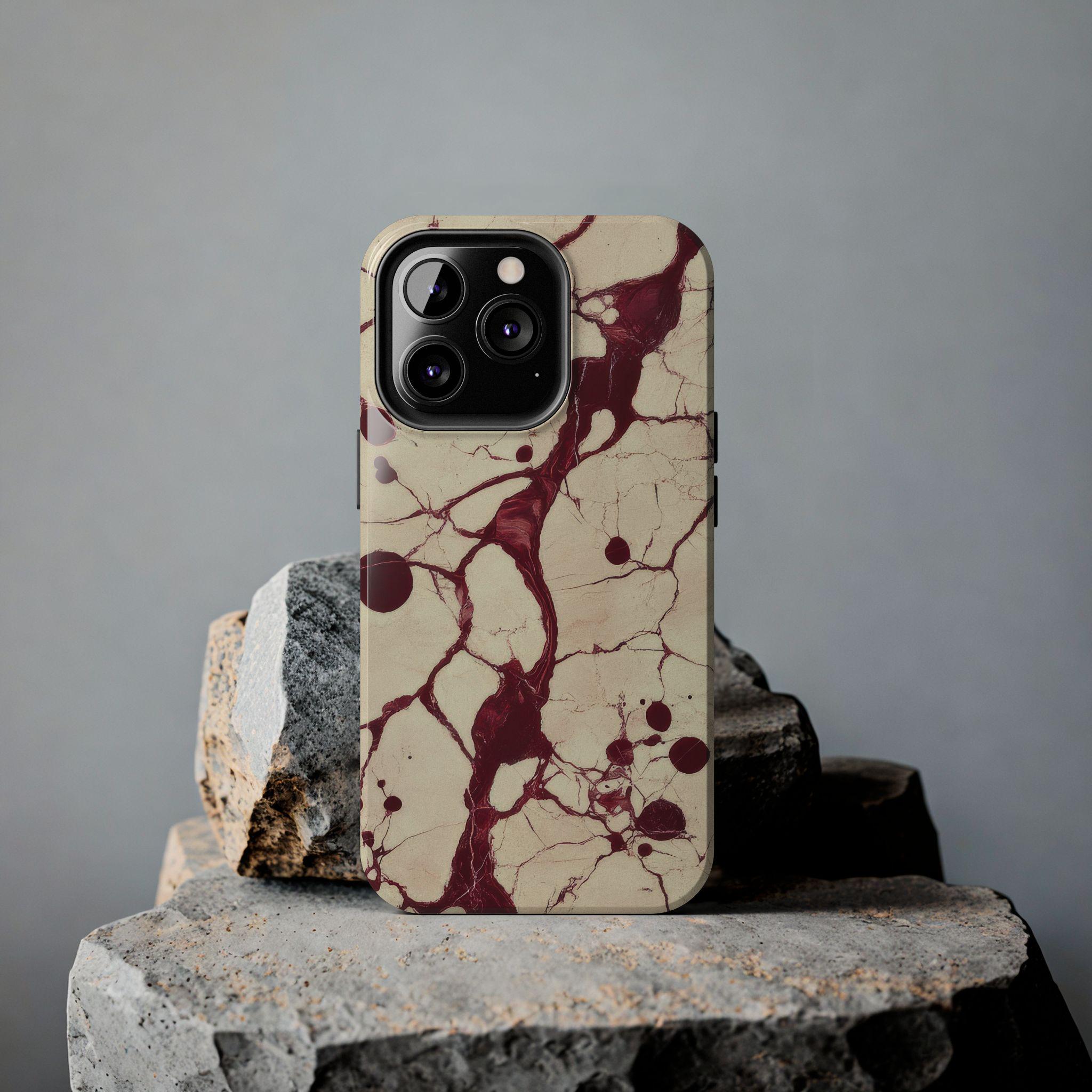 Gothic Vampire Blood Drops Tough Phone Case, Marbling Style iPhone 16 ...