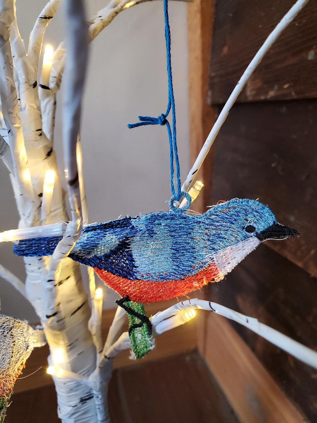 Individually Made Sewing Machine Embroidered Bluebird Ornament - Etsy