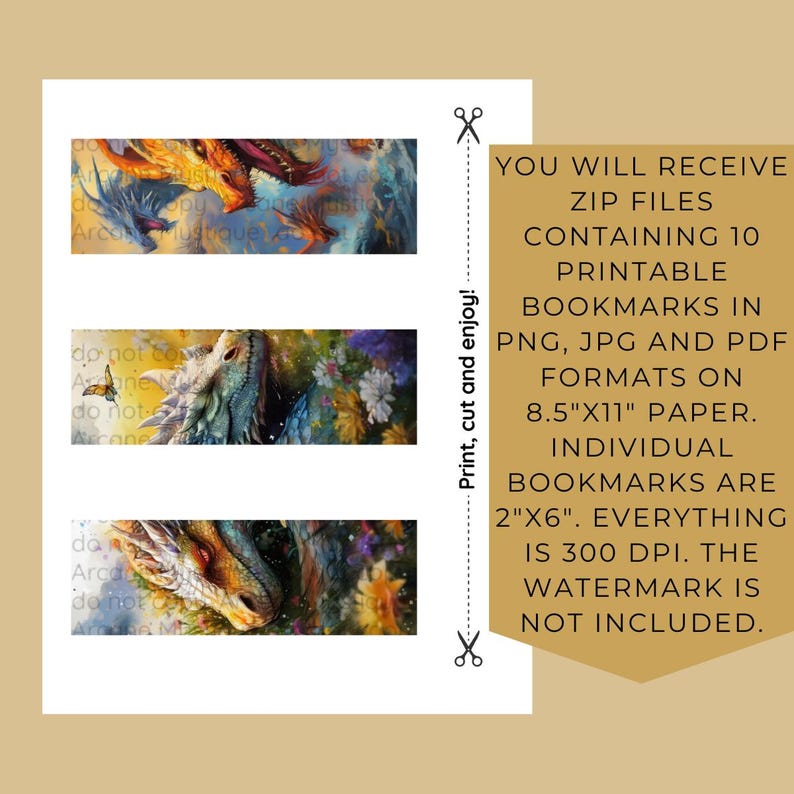 Printable Dragon Bookmarks Fantasy Book Lover Gifts Mythical Creature ...