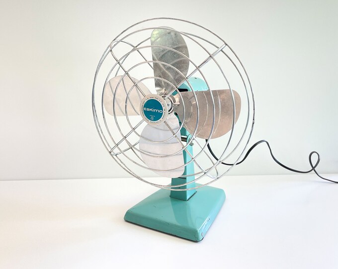 Vintage Eskimo Table Fan Oscillating 1960s Aqua Blue - Etsy