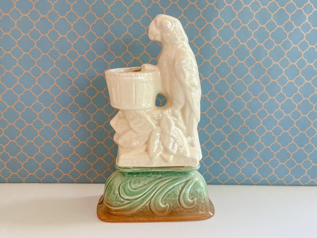 Vintage Parrot Planter Mccoy Pottery Ceramic in White 1940s Mid-century ...