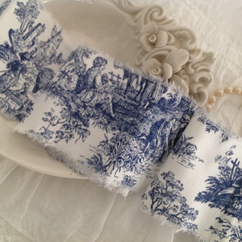 Blue Toile Wallpaper - Etsy