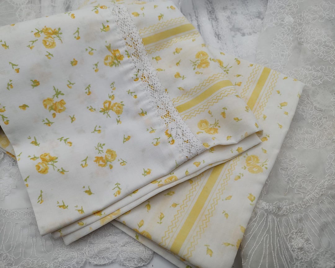 Vintage Yellow Floral Pillowcase - Standard Size - Etsy
