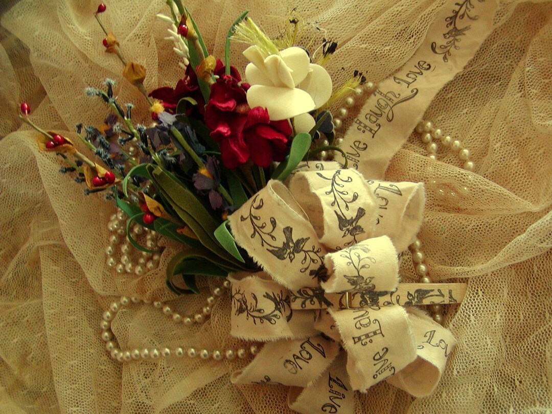 Live Laugh Love Hand Stamped Ribbon Trim & Clothes Pin 061 - Etsy