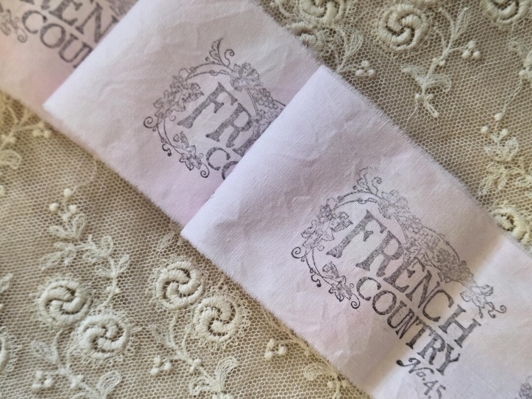 French Country Hand Stamped Ribbon - Hand Stamped Trim - Hand Dyed ...