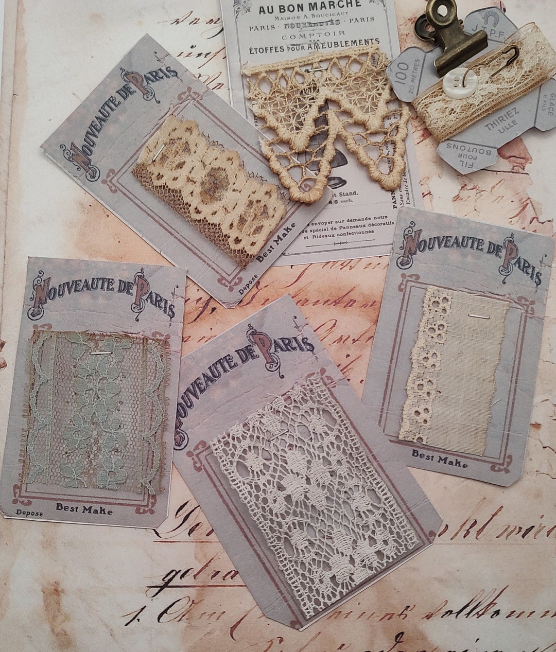 Set of 6 Vintage Lace Samplers - French Lace - Vintage Lace - Perfect ...