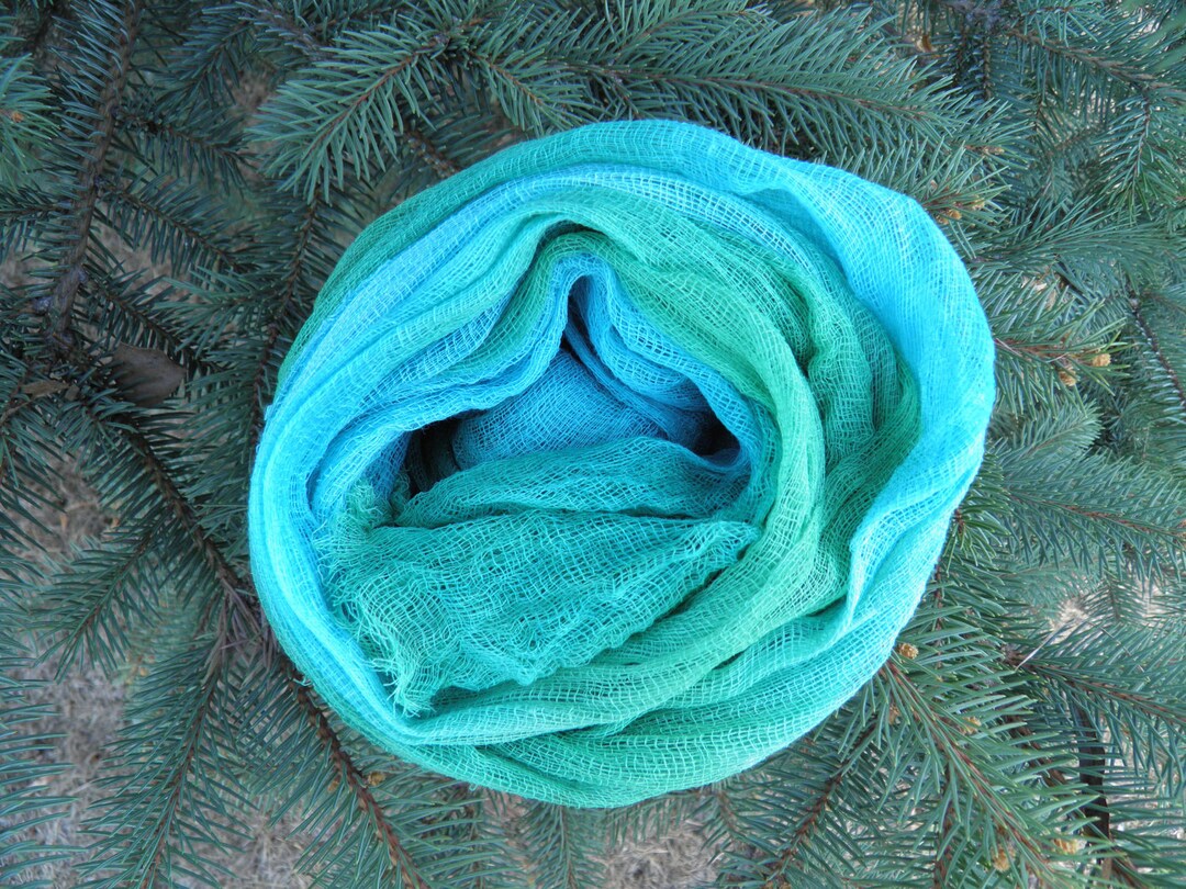 2 Yards Hand Dyed Cheese Cloth Hues of Aquas & Greens 0431 - Etsy