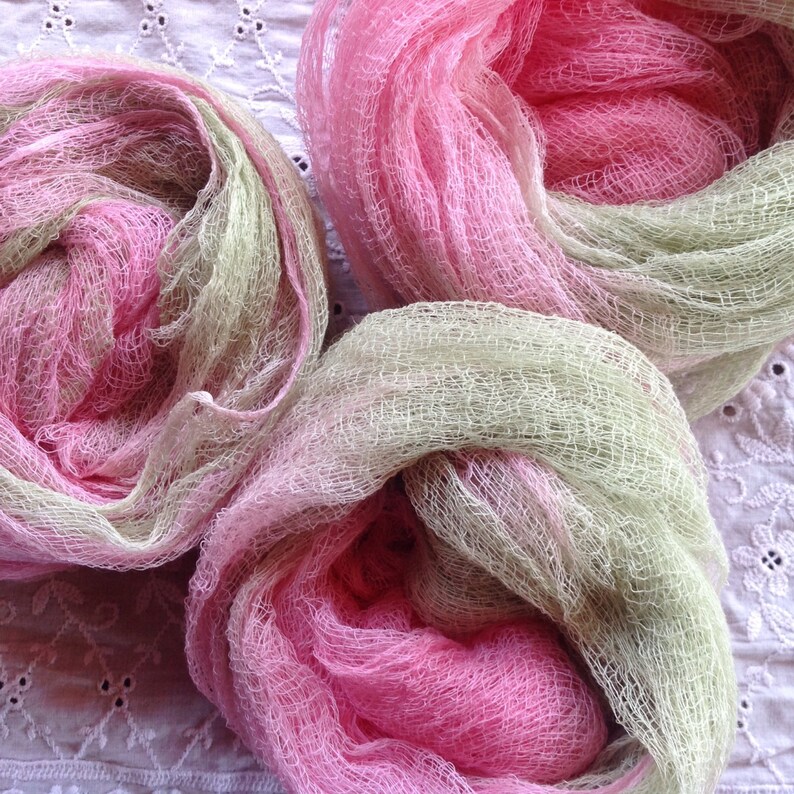 Hand Dyed Cheese Cloth - Pastel Pink & Pastel Green - Perfect for Nuno ...