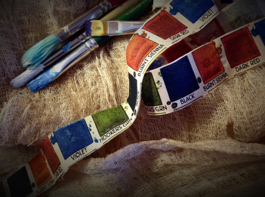 Colorful Distressed Paint Pallet Ribbon Fabric Sampler Paint Pallet - Etsy