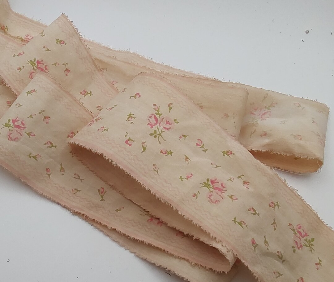 Vintage Pink Rose Fabric Trim - Distressed - 3 Inches Wide X 24 Inches ...