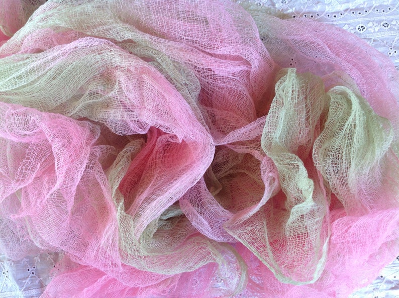 Hand Dyed Cheese Cloth Pastel Pink & Pastel Green Perfect | Etsy