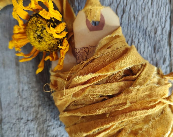 6 Yards of Narrow Hand Dyed Goldenrod Muslin Ribbon Trim - About 1/4 ...