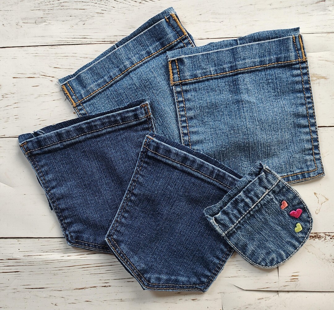 5 Denim Pocket Patches With Backing - Etsy