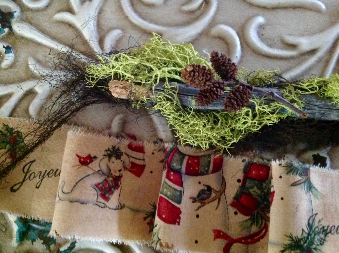 French Inspired Joyeux Noel Distressed Christmas Trim - Hand Frayed ...