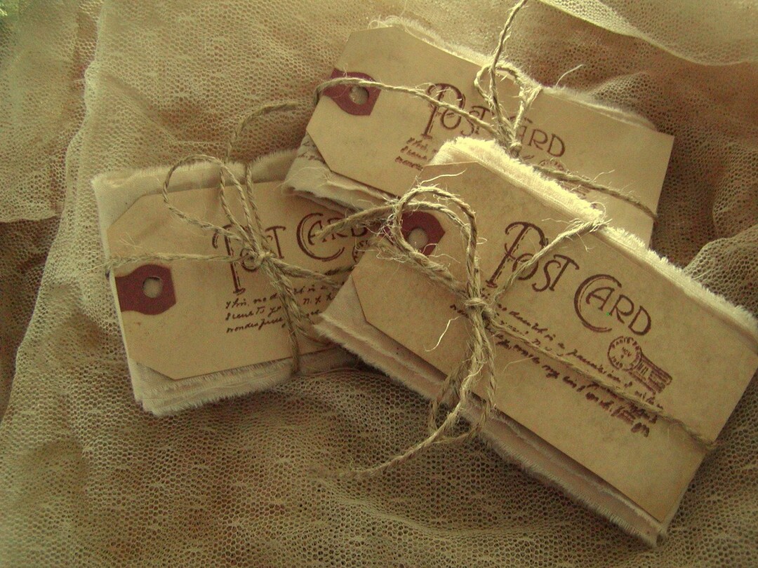 Old World Parisian Hand Stamped Ribbon Trim French Script Post Card 1 ...