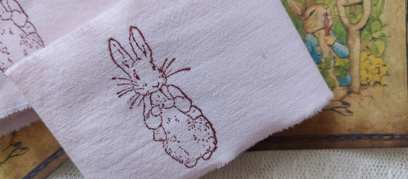 Original Peter Rabbit Easter Hand Stamped Pastel Pink Trim Includes ...