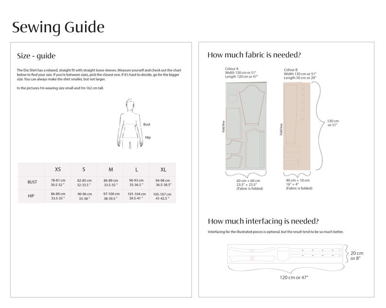 Dia Shirt - Digital PDF Sewing Pattern A4/a0/usletter Shirt Button up ...