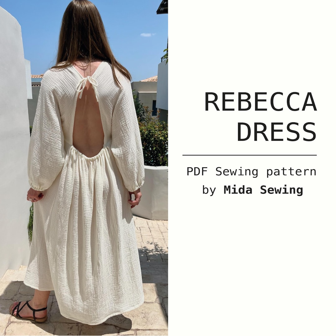 Open Back Maxi Dress Sewing Pattern: Balloon Sleeves (PDF Pattern XS ...
