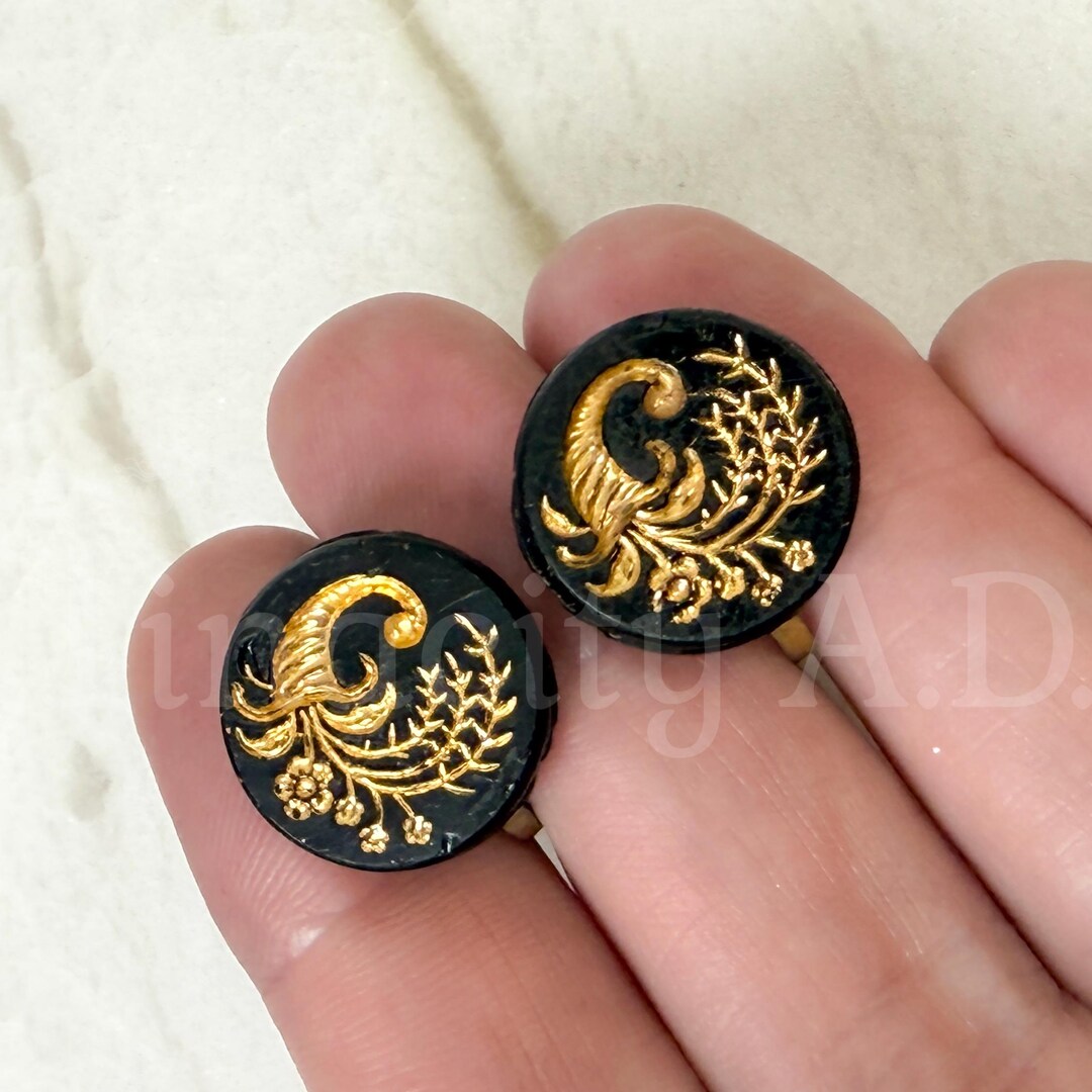 Vintage Celluloid Cornucopia Button Earrings, Gold Tone Screw Backs - Etsy