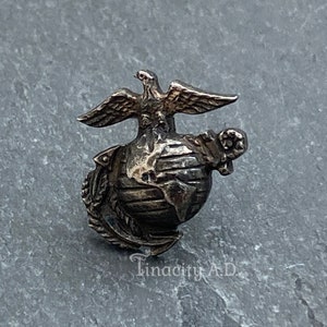 Two Vintage U.S. Marine Corps Insignia Pins, Silver-tone and Oxidized ...