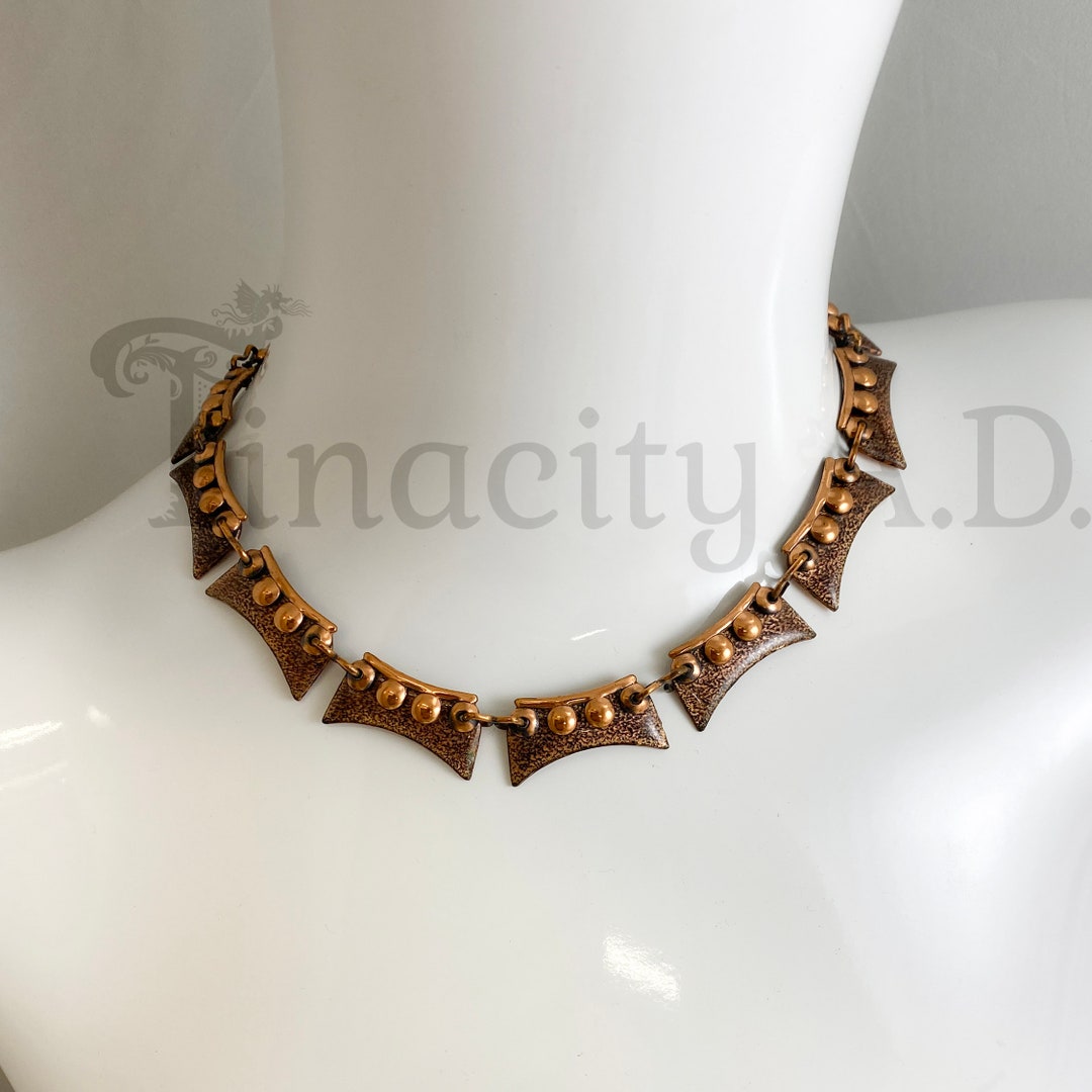 A Vintage 1960's Era Mod Style Copper Choker Necklace With Funky ...