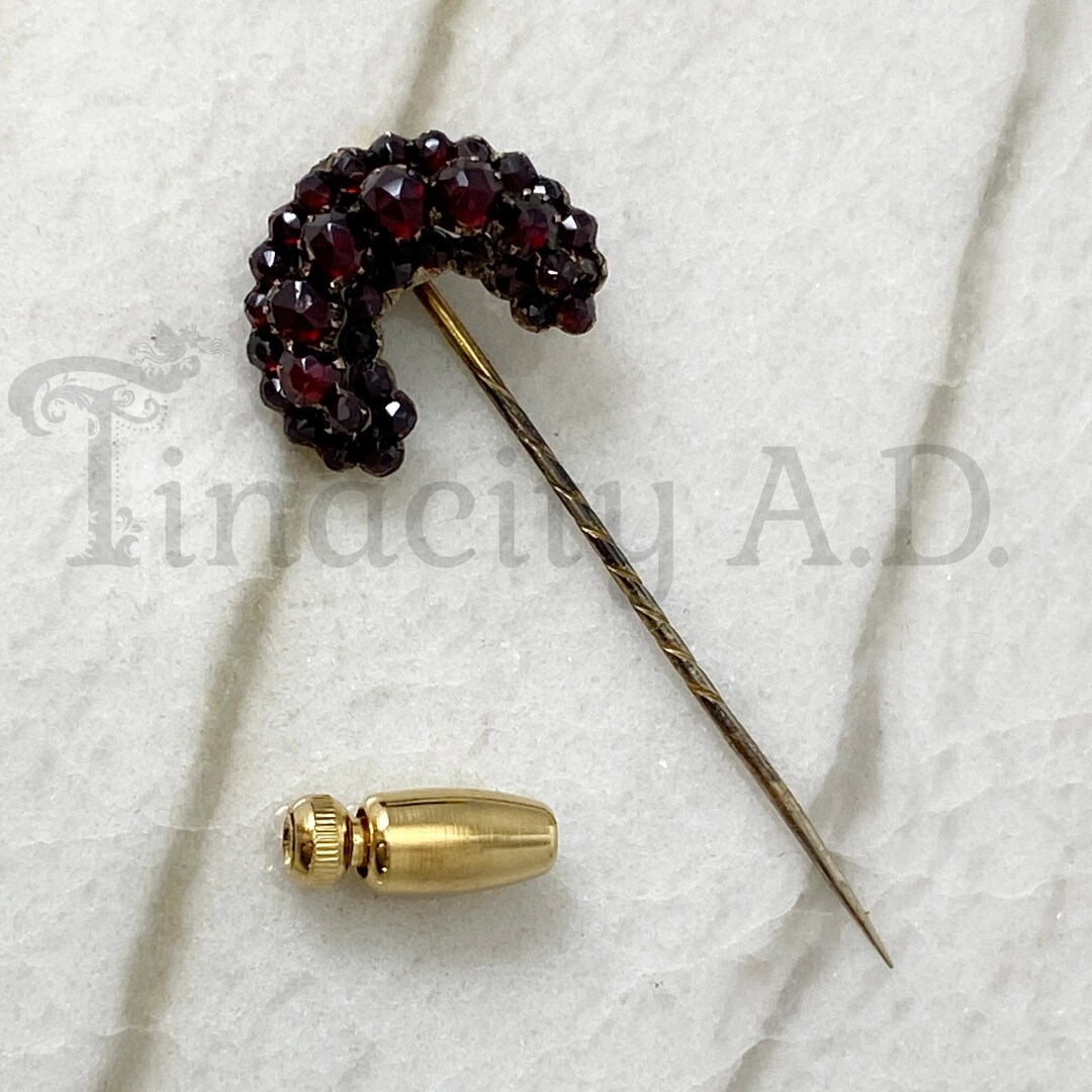 An Antique Victorian Stick Pin, Gold-filled and Encrusted With Vivid ...