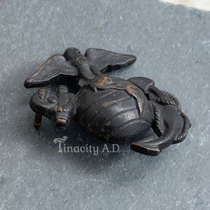 Two Vintage U.S. Marine Corps Insignia Pins, Silver-tone and Oxidized ...