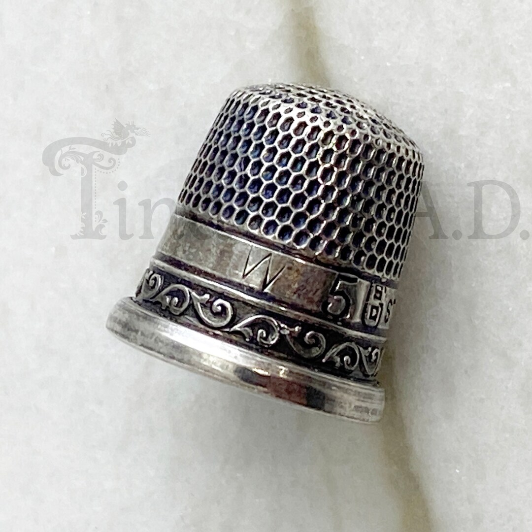 A Tiny Size 5 Antique Sterling Silver Thimble, Made by Stern Brothers ...