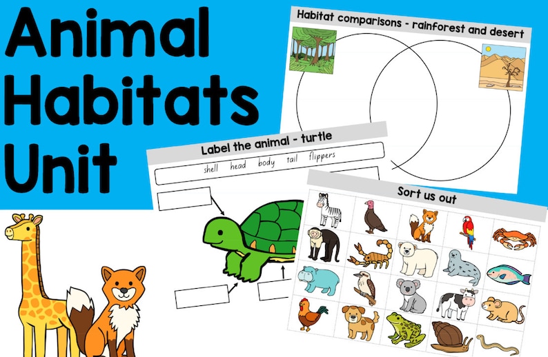 Hojas de trabajo de hábitats animales - Etsy México
