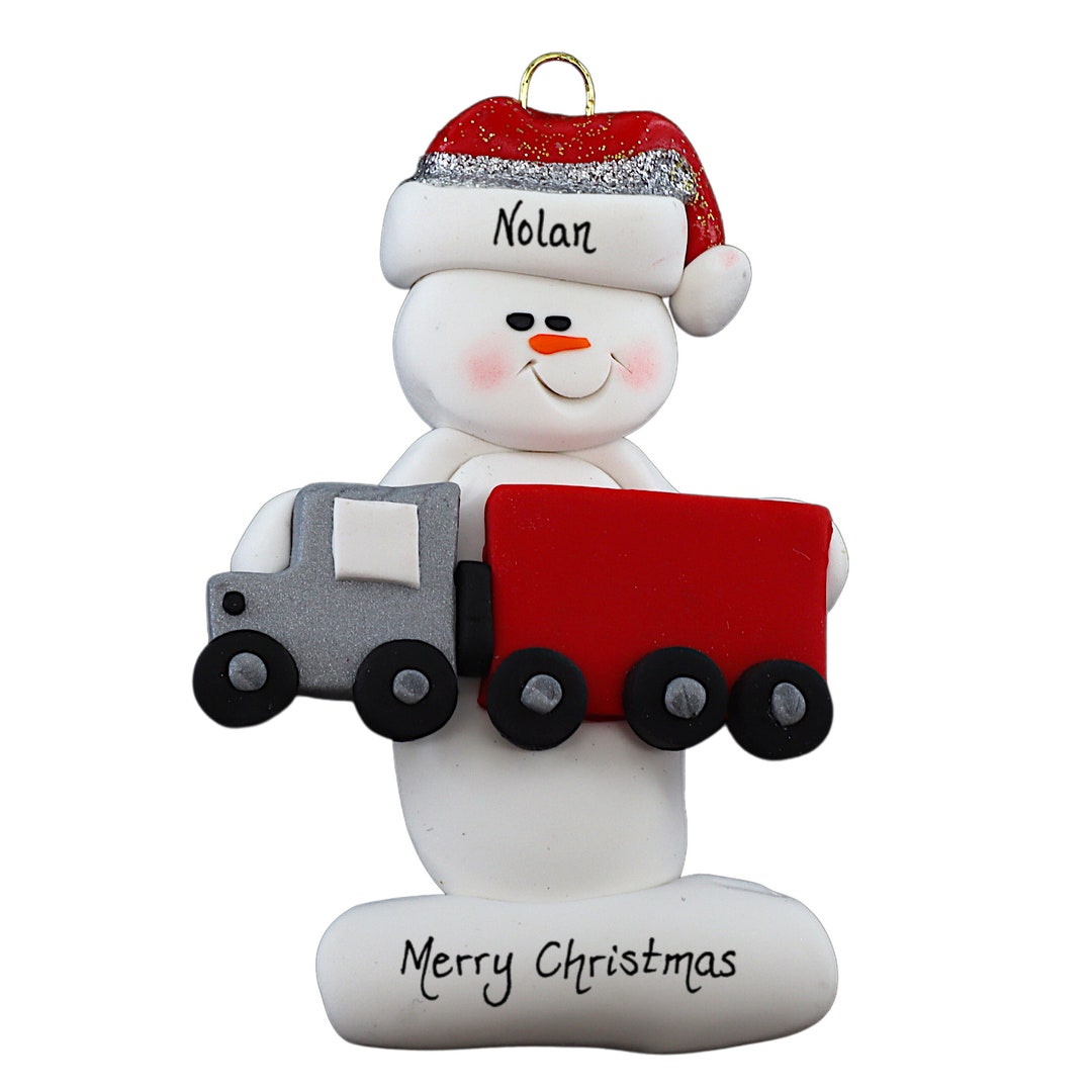 Snowman Trucker Ornament, Personalized, Christmas, Ornaments, Handmade ...