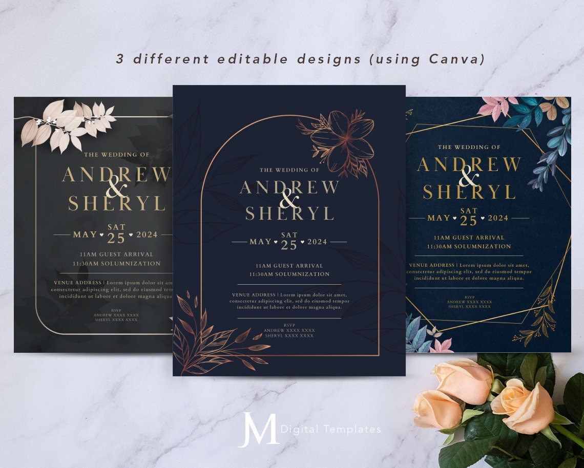 Canva Editable E-invitation Card Template, Wedding Invitation Card ...