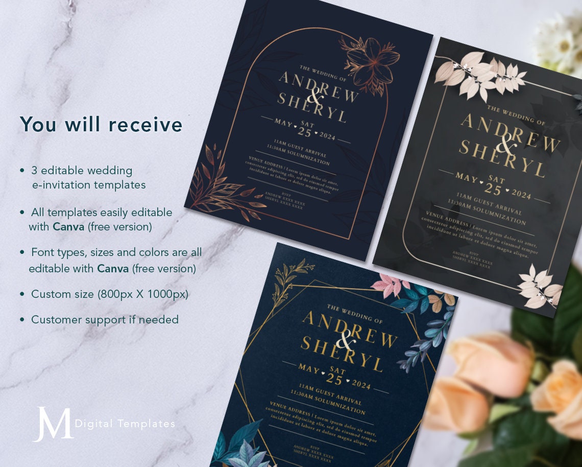 Canva Editable E-invitation Card Template, Wedding Invitation Card ...