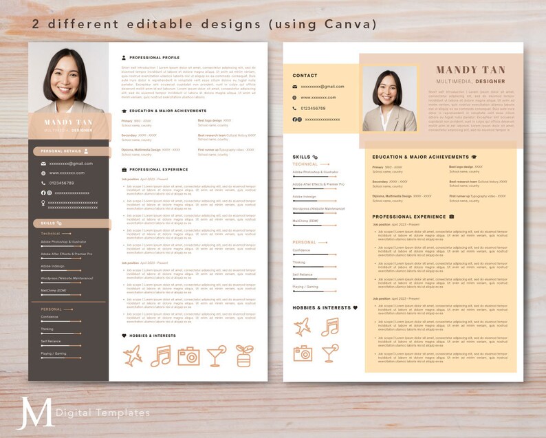 Canva Editable Resume Template, Digital Template, Simple Resume Template, CV Template, Job ...