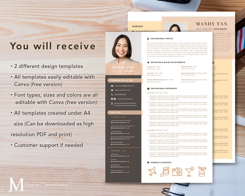 Canva Editable Resume Template, Digital Template, Simple Resume ...