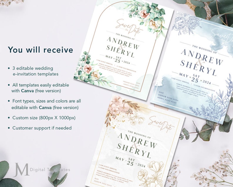 Canva Editable E-invitation Card Template, Wedding Invitation Card ...