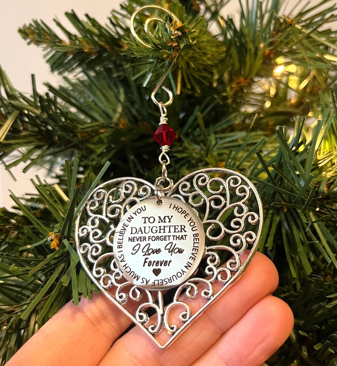 Custom Birthstone Crystal Daughter Heart Ornament, "to My Daughter ...
